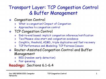 PPT – Transport Layer: TCP Congestion Control PowerPoint presentation ...