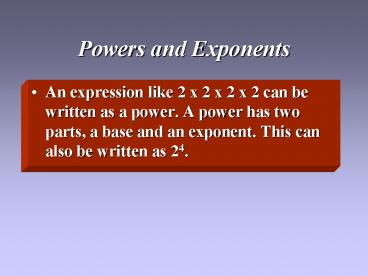 Powers and Exponents presentation | free to view