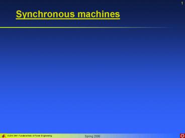 Synchronous machines presentation | free to view