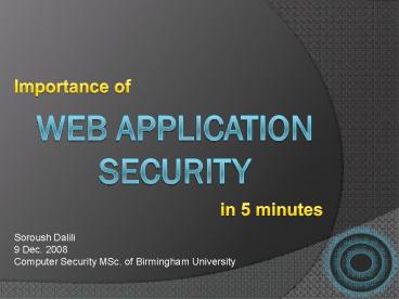 PPT – Web Application SECURITY PowerPoint presentation | free to ...