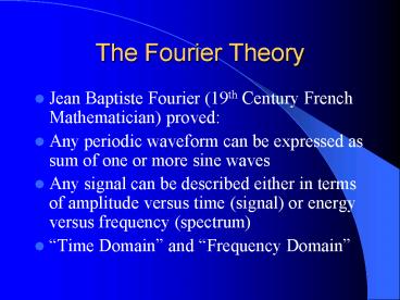 The Fourier Theory presentation | free to download
