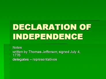 DECLARATION OF INDEPENDENCE presentation | free to download