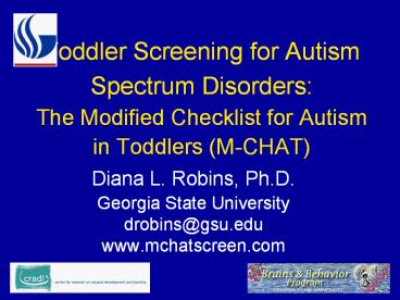 Toddler Screening for Autism Spectrum Disorders: The Modified Checklist ...