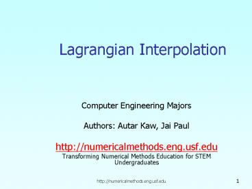 Lagrangian Interpolation presentation | free to download