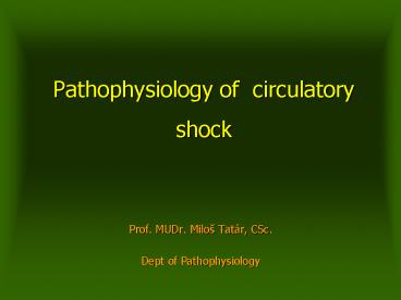 Pathophysiology of circulatory shock presentation | free to view