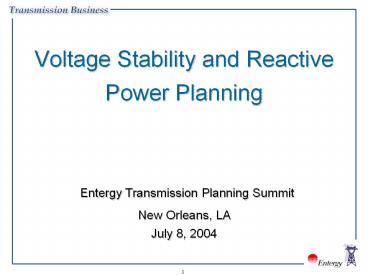 PPT – Voltage Stability and Reactive Power Planning PowerPoint ...