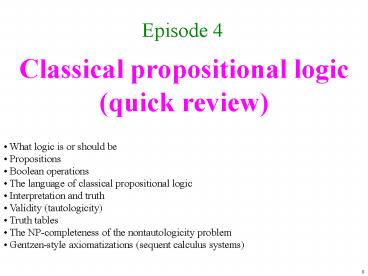 Classical propositional logic (quick review) presentation | free to ...