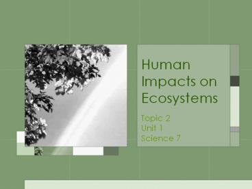 Human Impacts on Ecosystems presentation | free to download