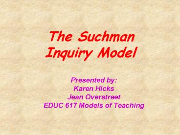 PPT – The Suchman Inquiry Model PowerPoint presentation | free to view ...
