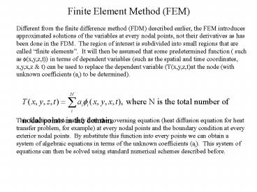 Finite Element Method (FEM) presentation | free to download