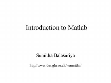 Introduction to Matlab presentation | free to download