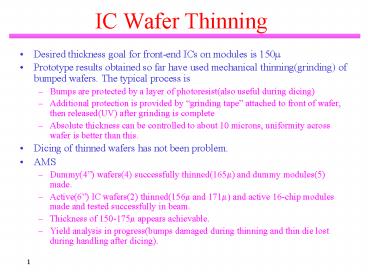 IC Wafer Thinning presentation | free to download