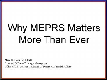 Why MEPRS Matters More Than Ever presentation | free to download