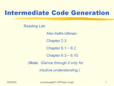 Intermediate Code Generation presentation | free to download