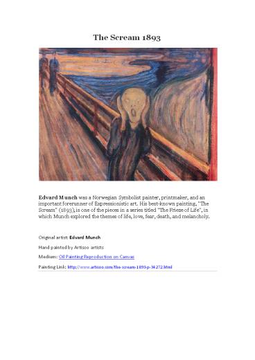 The Scream 1893 by Edvard Munch presentation | free to download