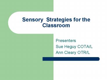 Sensory Strategies for the Classroom presentation | free to view