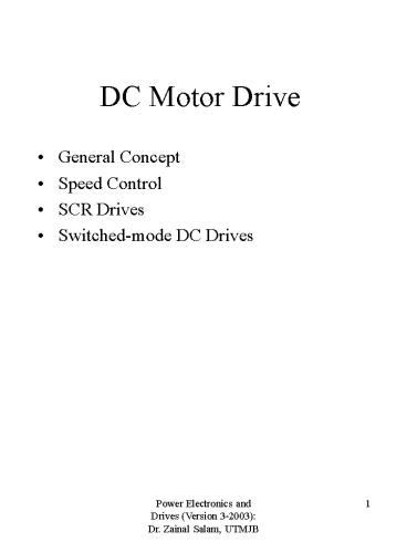 DC Motor Drive presentation | free to view
