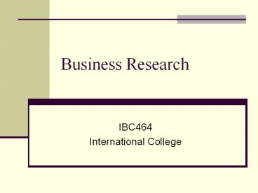 Business Research presentation | free to download