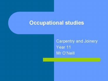 Occupational studies presentation | free to download