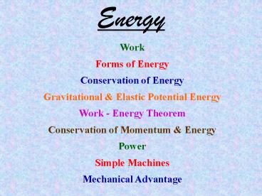 PPT – Ch6. Work and Energy Work Done by a Constant Force PowerPoint presentation | free to ...