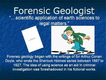 PPT – Forensic Geologist PowerPoint presentation | free to download ...