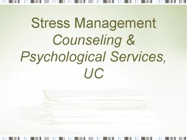 Stress Management Counseling presentation | free to download