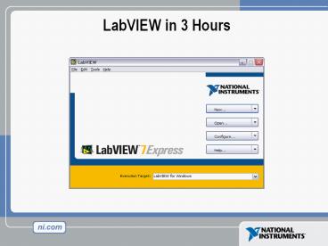 LabVIEW in 3 Hours presentation | free to download