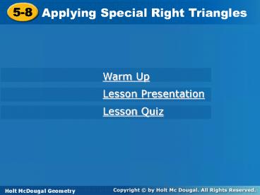 Applying Special Right Triangles presentation | free to view