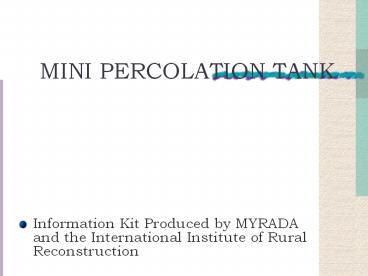 MINI PERCOLATION TANK presentation | free to download