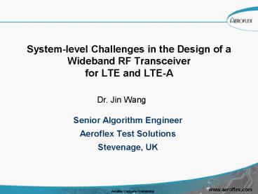 PPT – System-level Challenges in the Design of a Wideband RF ...
