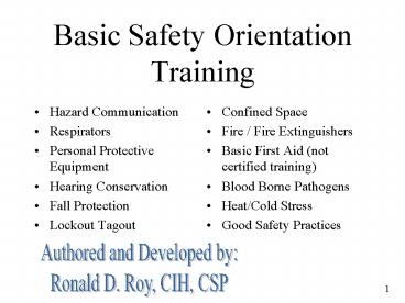 PPT – Basic Safety Orientation Training PowerPoint presentation | free ...