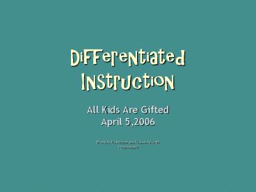 PPT – Differentiated Instruction PowerPoint presentation | free to view ...