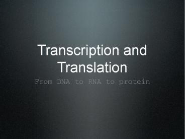 Transcription and Translation presentation | free to download
