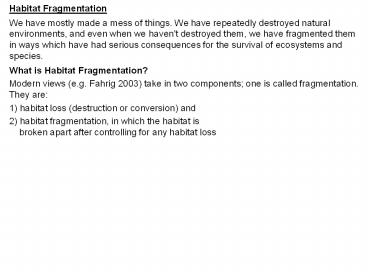 Habitat Fragmentation presentation | free to download
