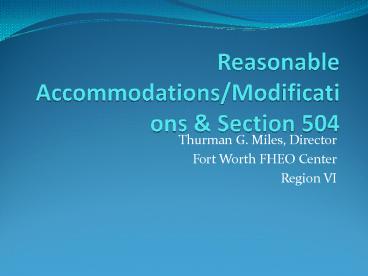 PPT – Reasonable Accommodations/Modifications PowerPoint presentation ...