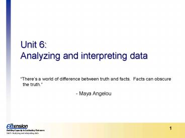Unit 6: Analyzing and interpreting data presentation | free to download