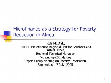 Microfinance as a Strategy for Poverty Reduction in Africa presentation ...