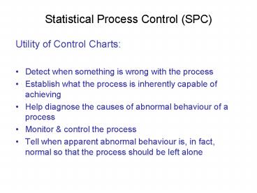 Statistical Process Control (SPC) presentation | free to view