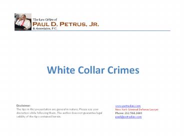 PPT – White Collar Crimes PowerPoint presentation | free to download ...