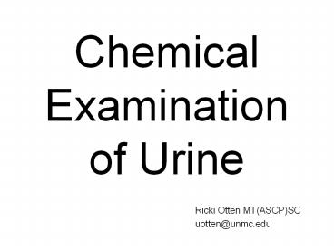 Chemical Examination of Urine presentation | free to download