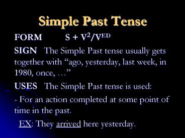 Simple Past Tense presentation | free to download