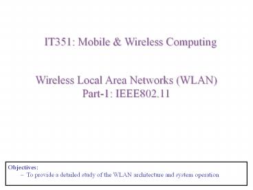 Wireless Local Area Networks (WLAN) presentation | free to download