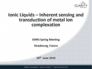 Ionic Liquids presentation | free to view