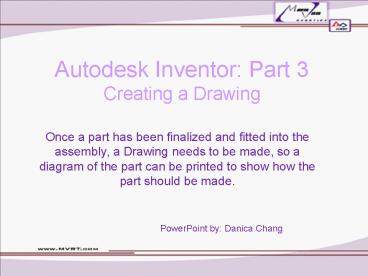 Autodesk Inventor: Part 3 Creating a Drawing presentation | free to view