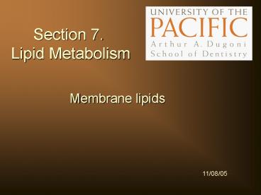 PPT – Section 7. Lipid Metabolism PowerPoint presentation | free to ...