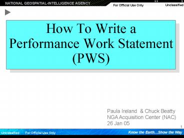 PPT – How To Write a Performance Work Statement (PWS) PowerPoint ...