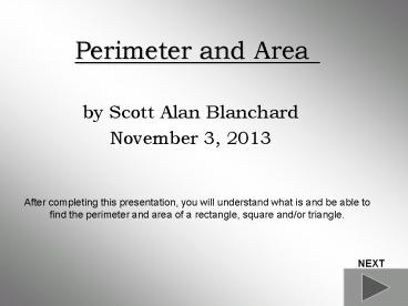 PPT – Perimeter and Area PowerPoint presentation | free to download ...