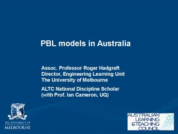PBL models in Australia presentation | free to view