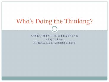 PPT – ASSESSMENT FOR LEARNING PowerPoint presentation | free to ...