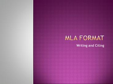 PPT – MLA Format PowerPoint presentation | free to download - id ...